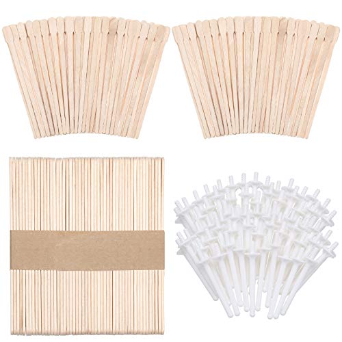 250 Pieces Wax Applicator Sticks Wood Craft Sticks for Hair Removal Eyebrow Wood Spatulas Applicator Large Small Wooden Waxing Sticks and 50 Pieces Nose Wax Applicators Sticks for Nose Hair Removal