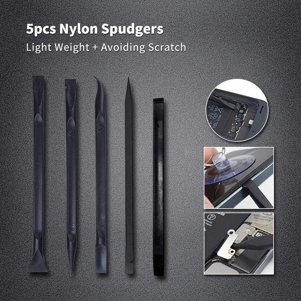 17 in 1 Electronics Repair Tools Opening Pry Tool Kit with Dual Ends Metal Spudgers and Black Tweezers for iPad Tablets Laptop Electronics Device Mobile Phone