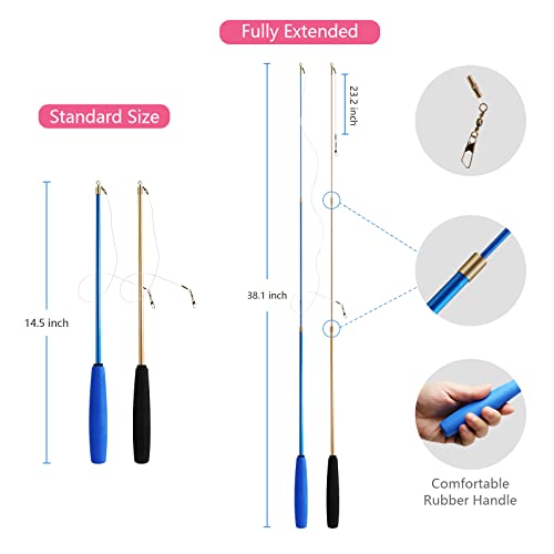 12PCS Interactive Kitten Toys, Retractable Indoor Cat Wand Toys with Replacement Teaser, Rainbow Ribbon and Make Exercise by Sunshinetop