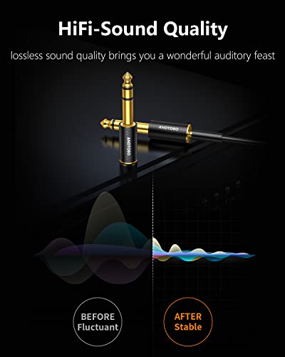 ANDTOBO 1/4''(6.35mm) Male to 1/8'' (3.5mm) Female Stereo Audio Jack Pure Copper Adapter for Headphone, Amp, 1 Pack-Black