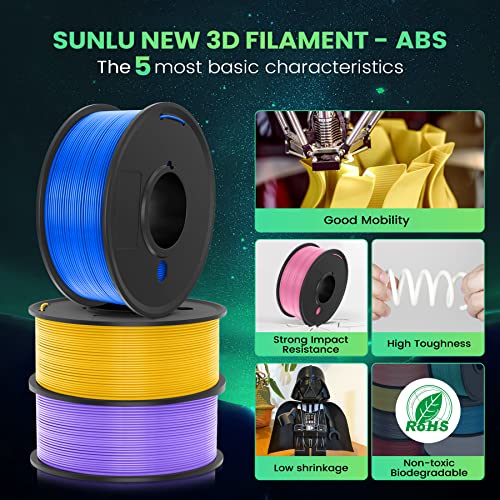 2500g 3D Printer Filament Bundle Multicolor, SUNLU ABS Filament&SUNLU PETG Filament, 10 Pack+10 Pack