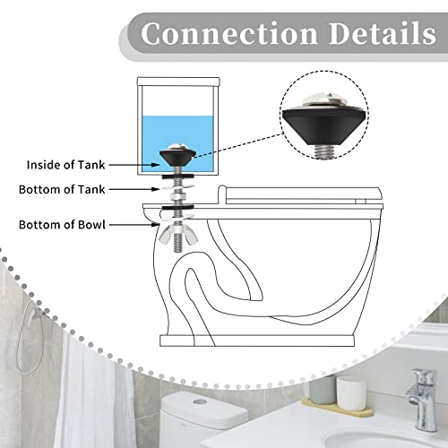 2PCS Universal Toilet Tank to Bowl Bolts, Heavy Duty Toilet Tank Replacement kit, Stainless Steel Rustproof Bolt Hardware Kits and Rubber Washers Gaskets for Toilet Tank Bolts (Silver)