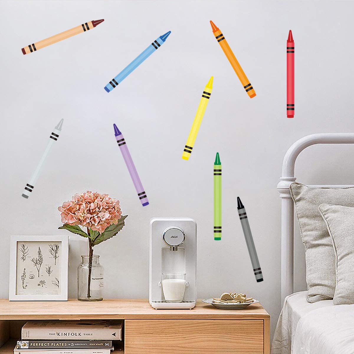 CozyDecor Crayon Decorations Wall Decals DIY Stickers for Kids Preschool Classroom Playroom 12 inch Long