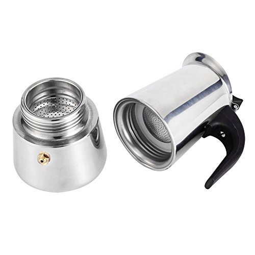 100ml Stainless Steel Mocha Coffee Pot Kettle Stove Top Espresso Make Pot, Sliver