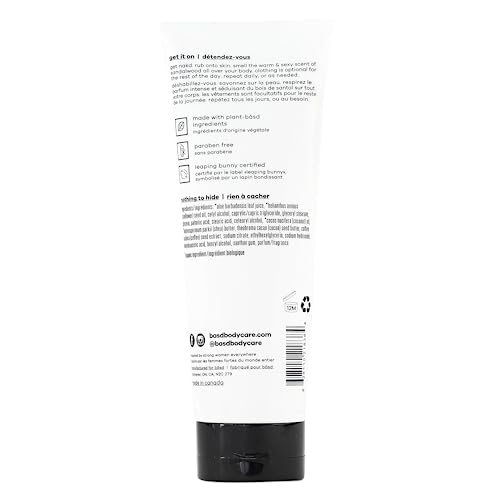 basd Organic Body Lotion, Seductive Sandalwood | Natural & Moisturizing Ingredients, Vegan, Hypoallergenic, 8 Ounce Tube