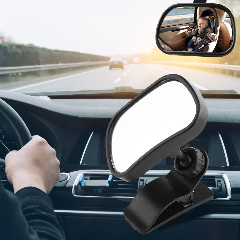 KIMISS Car sideRear View Mirror 360 Adjustable Car Rear Baby Mirror Seat Rear View Safety Mirror With Suction Cup Clip Black