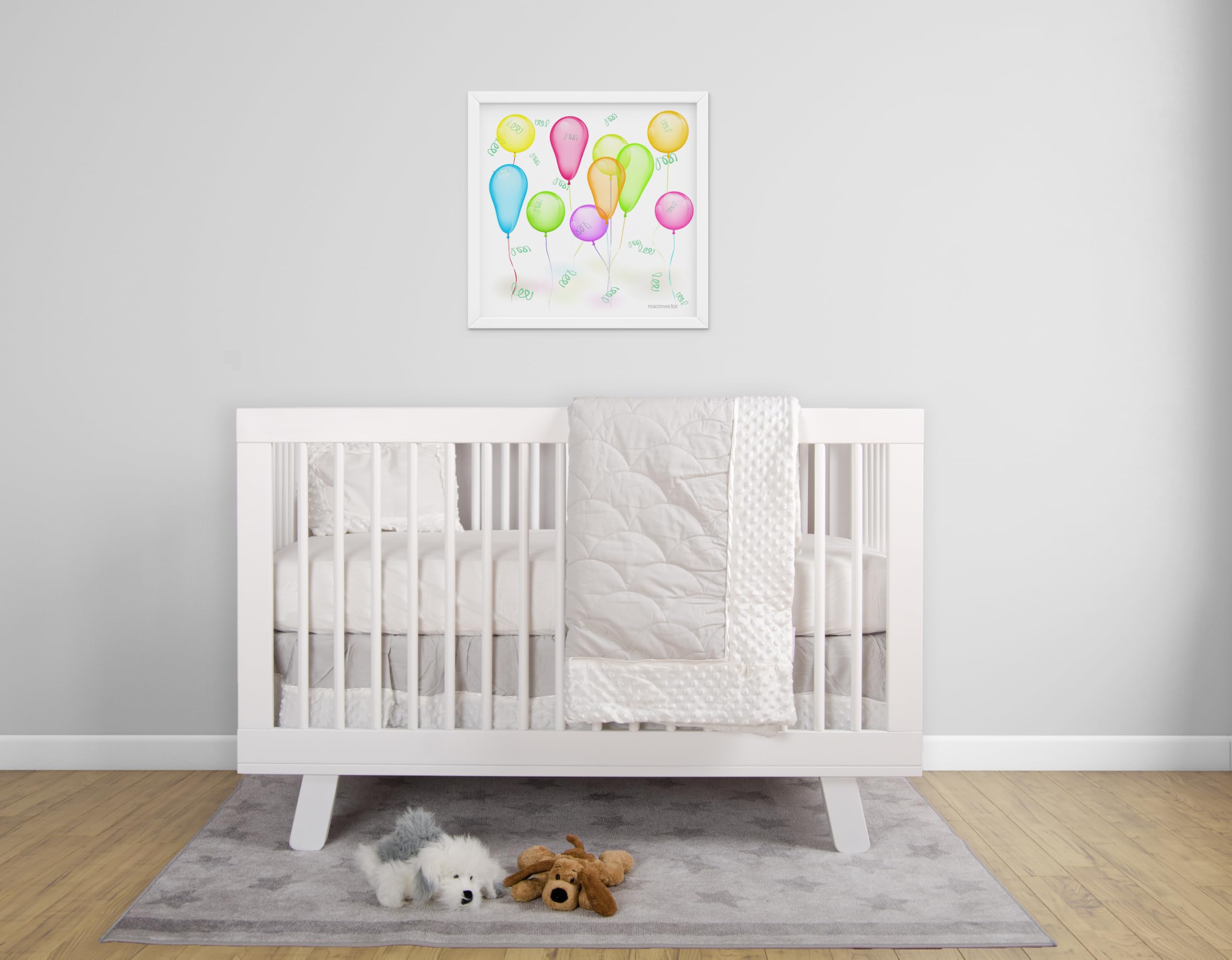 BabyFad Minky White 9 Piece Baby Crib Bedding Set