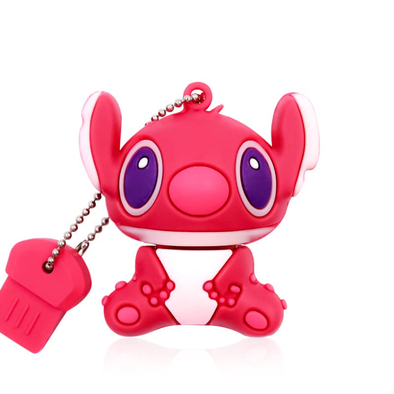 2 Pack Novelty Stitch Shape Design 64GB USB 2.0 Flash Drive Cute Memory Stick Stitch Thumb Drive Data Storage Pendrive Cartoon Jump Drive Gift (2 Colors: Blue Pink)