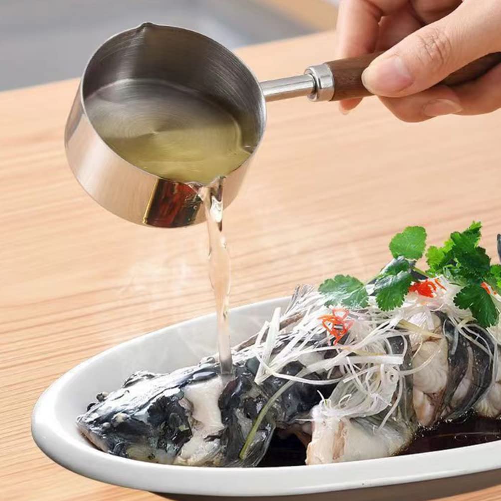 125ML Saucepan Stainless Steel Sauce Pot Double Spout Oil Pan Milk Warming Pot Frothing Pitcher Dishwasher Safe for Home Kitchen Cookware