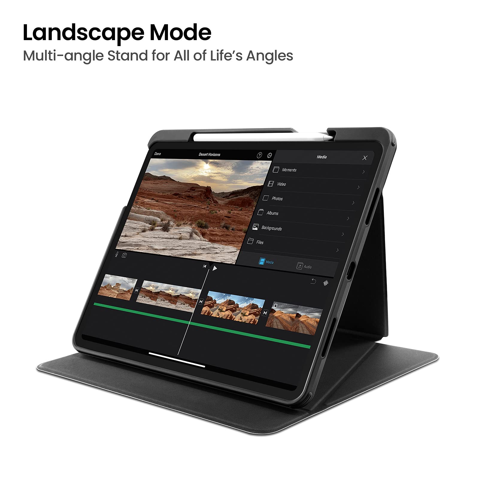 tomtoc Vertical Case for iPad Pro M2&M1 12.9-inch 6th/5th Gen 2021-2022, Slim Protective Anti-Bend Cover with Magnetic Stand for 3 Use Modes, Support Wireless iPad Pencil Charging, Black