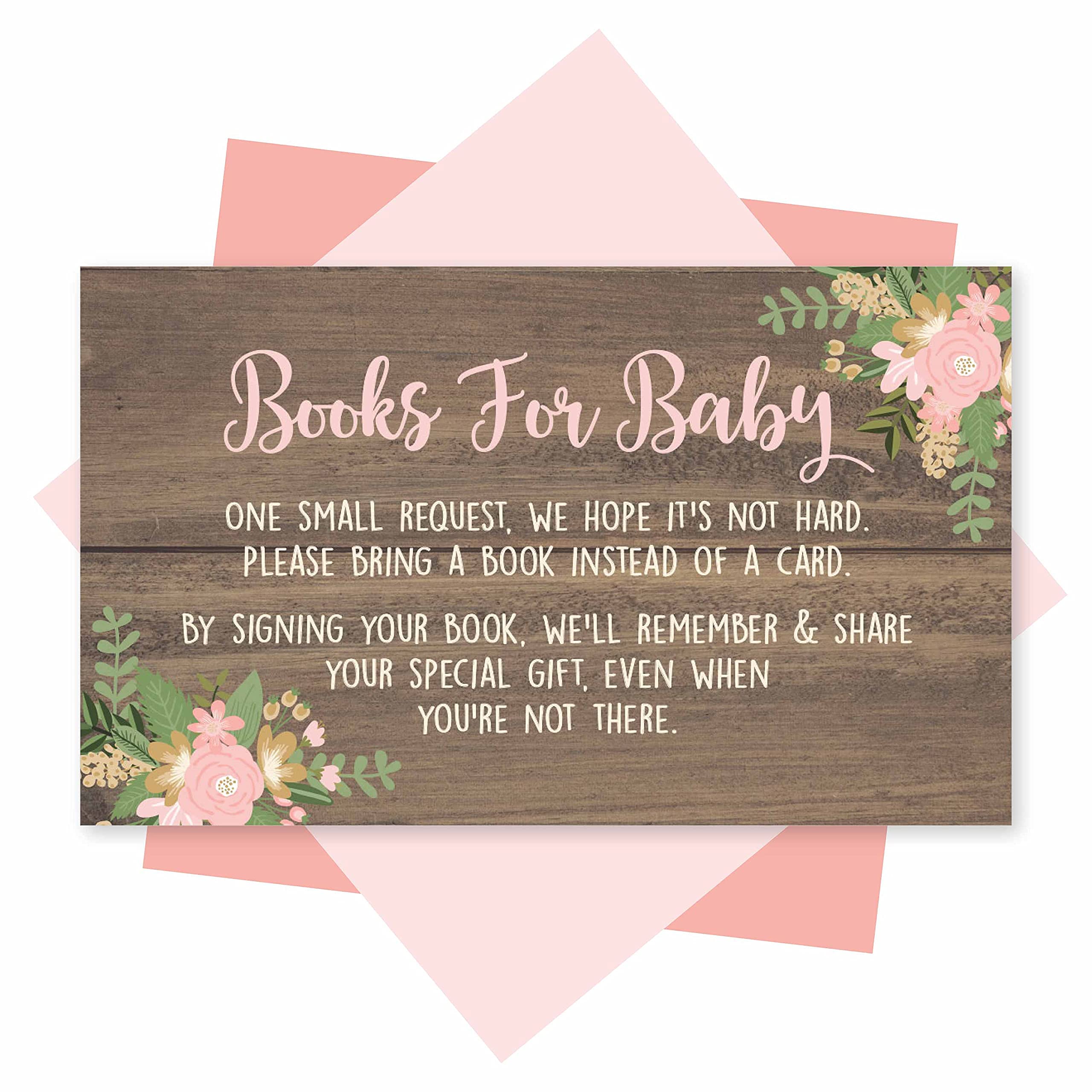 Hadley Designs 25 Oh Deer Invitations, 25 Books Request Cards, Sprinkle Invite for Girl, Bring A Book Instead Of A Card, Invitation Inserts for Baby Shower Guest Book