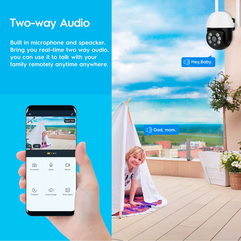 Funxwe WiFi 1080P HD Wireless PTZ Security IP Camera Two Way Audio Color Night Vision Spotlight AI Motion Detection Auto Tracking Surveillance for Baby Pet Dog Monitor