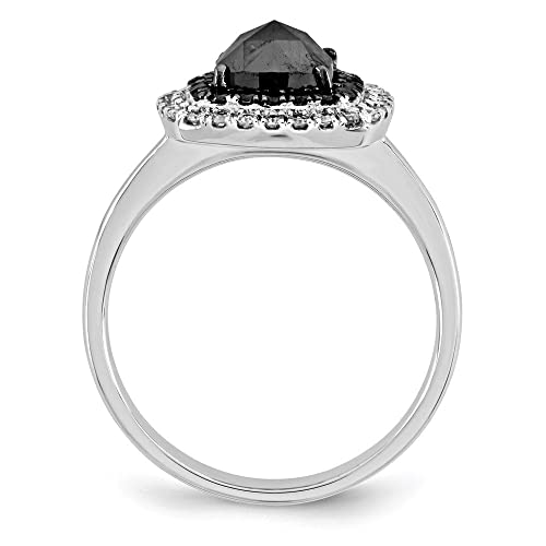 14k White Gold Black and White Natural Diamond Square Ring Size 13 GLD-AZ-Y12895AA