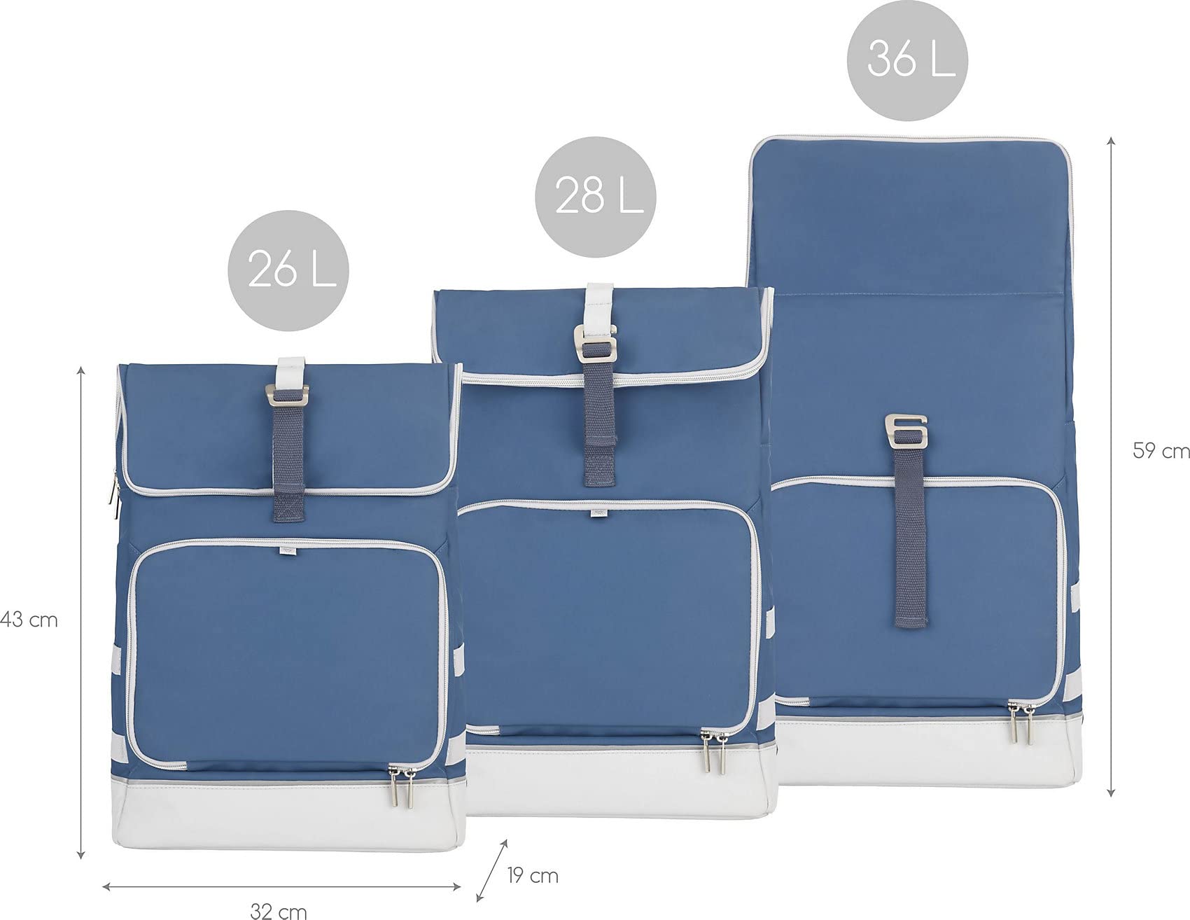 Babymoov Sancy Diaper Bag Backpack | Unisex Back Pack With Heavy Duty Roll-Top Closure, Large Insulated Compartment, Changing Pad And Accessories, Navy Blue