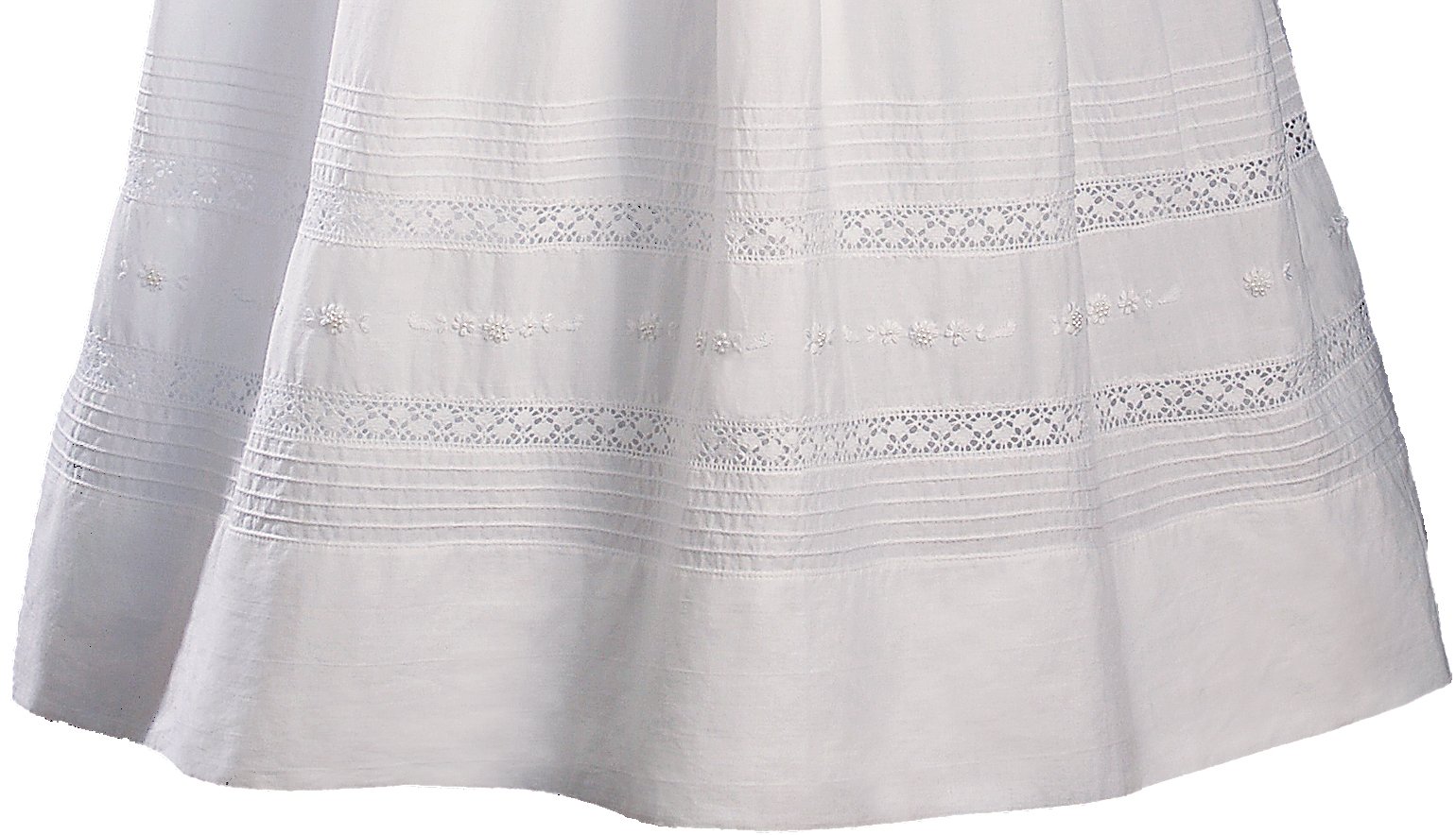 33" White Cotton Short Sleeve Christening Gown Baptism Gown with Hand Embroidery 3M