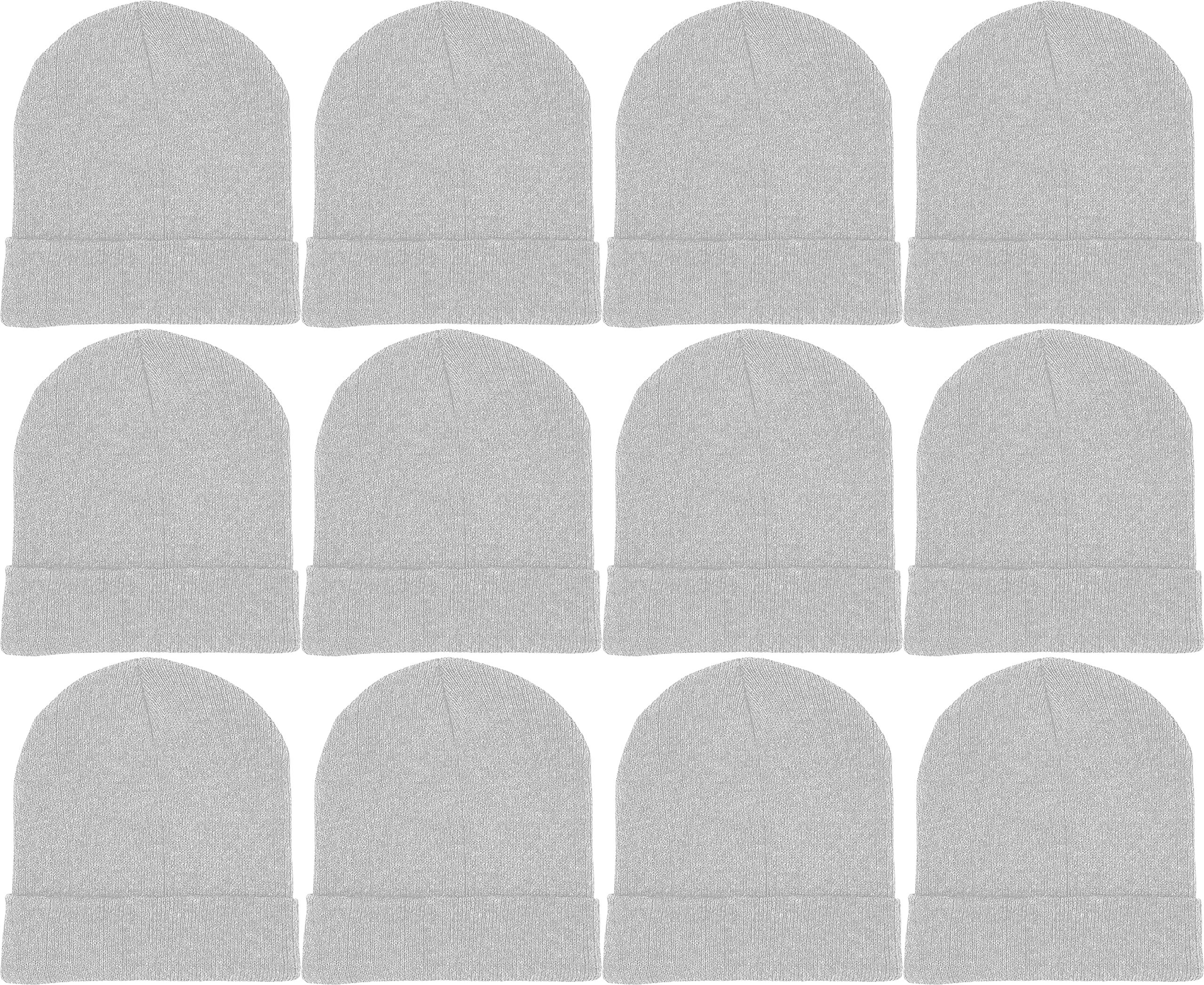 12 Pack Winter Beanie Hats for Men Women, Warm Cozy Knitted Cuffed Skull Cap, Wholesale