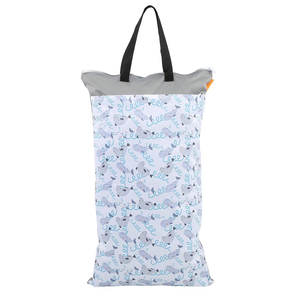 Zerodis Wet Dry Cloth Diaper Bags, Double Zippers and Double Pockets Large Hanging Reusable Wet Pail Bag for Beach Pool Gym Wet Dirty Clothes