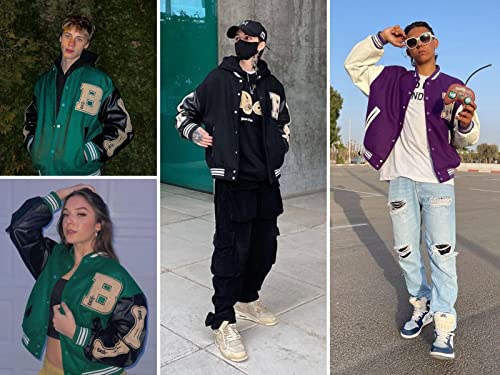 Aelfric Eden Mens Patchwork Baseball Jackets Varsity Retro Casual Sweatshirt Unisex Sport Streetwear Coats Outwear Tops