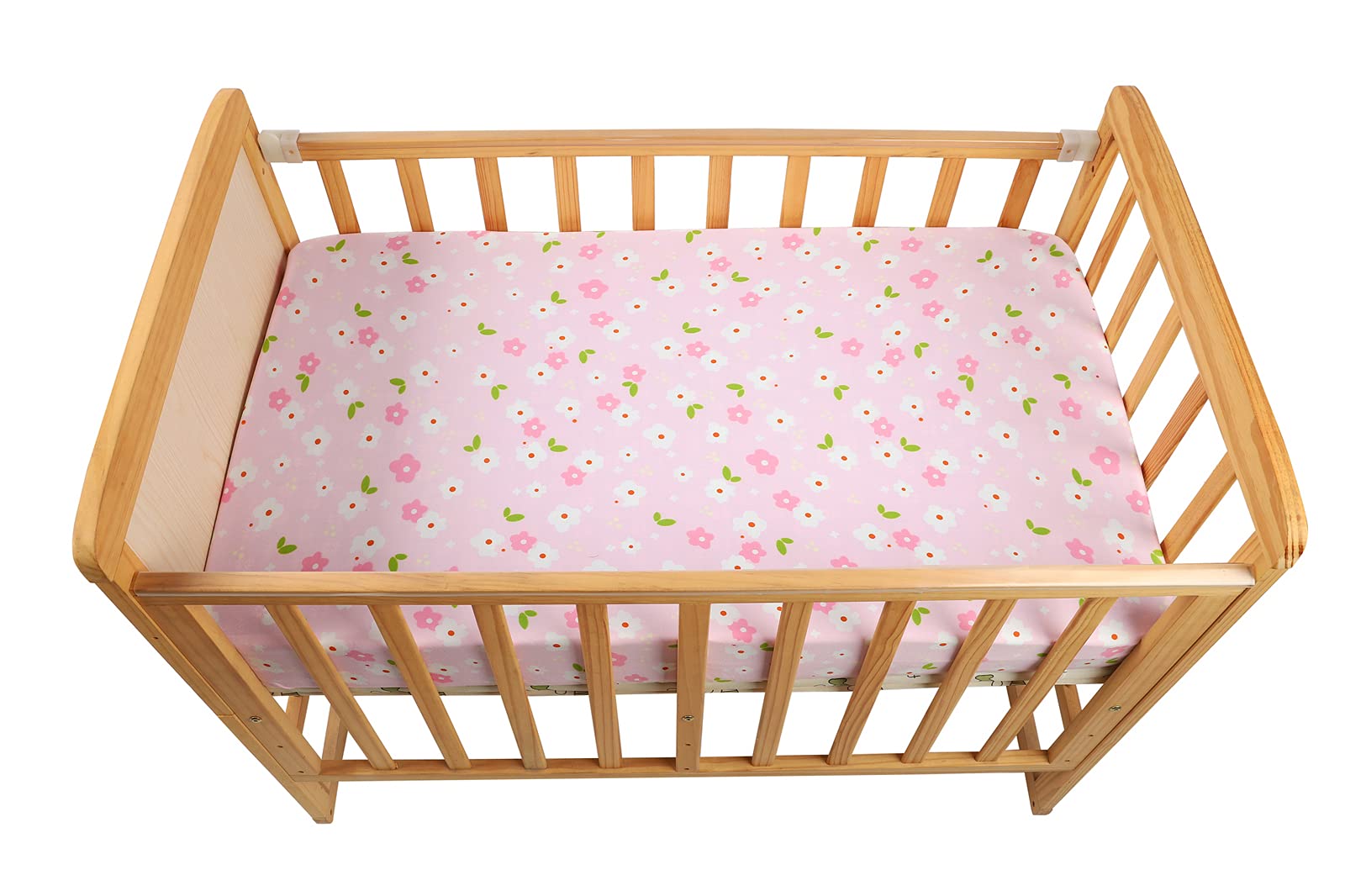 Crib Fitted Sheets 2 Pack Set for Baby Girl Soft Stretchy Jersey Knit Baby Sheet for Standard Crib and Toddler Mattress, Pink Floral