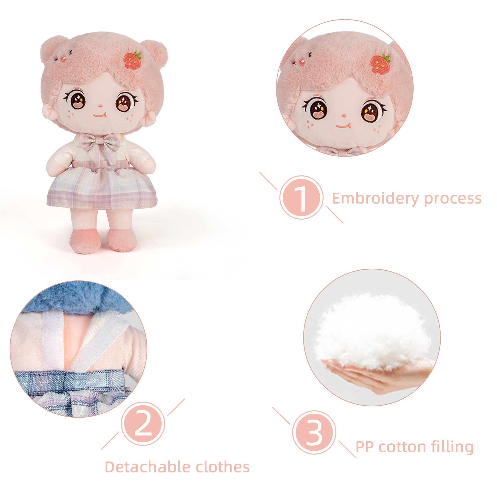 Adorlynetty My First Baby Doll,9” Cute Rag Doll Soft Baby Dolls for Girls Infants Toddlers Boys Pink
