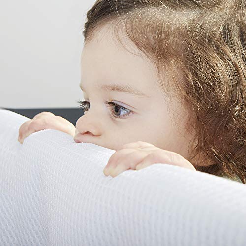 BreathableBaby Breathable Mesh Crib RailGuard Teething Cover — White — 27” Short Panels (2) — Fits Most Full-Size Cribs (Does Not Fit Mini Cribs) — Use with Coordinating Long Panel for Extra Coverage