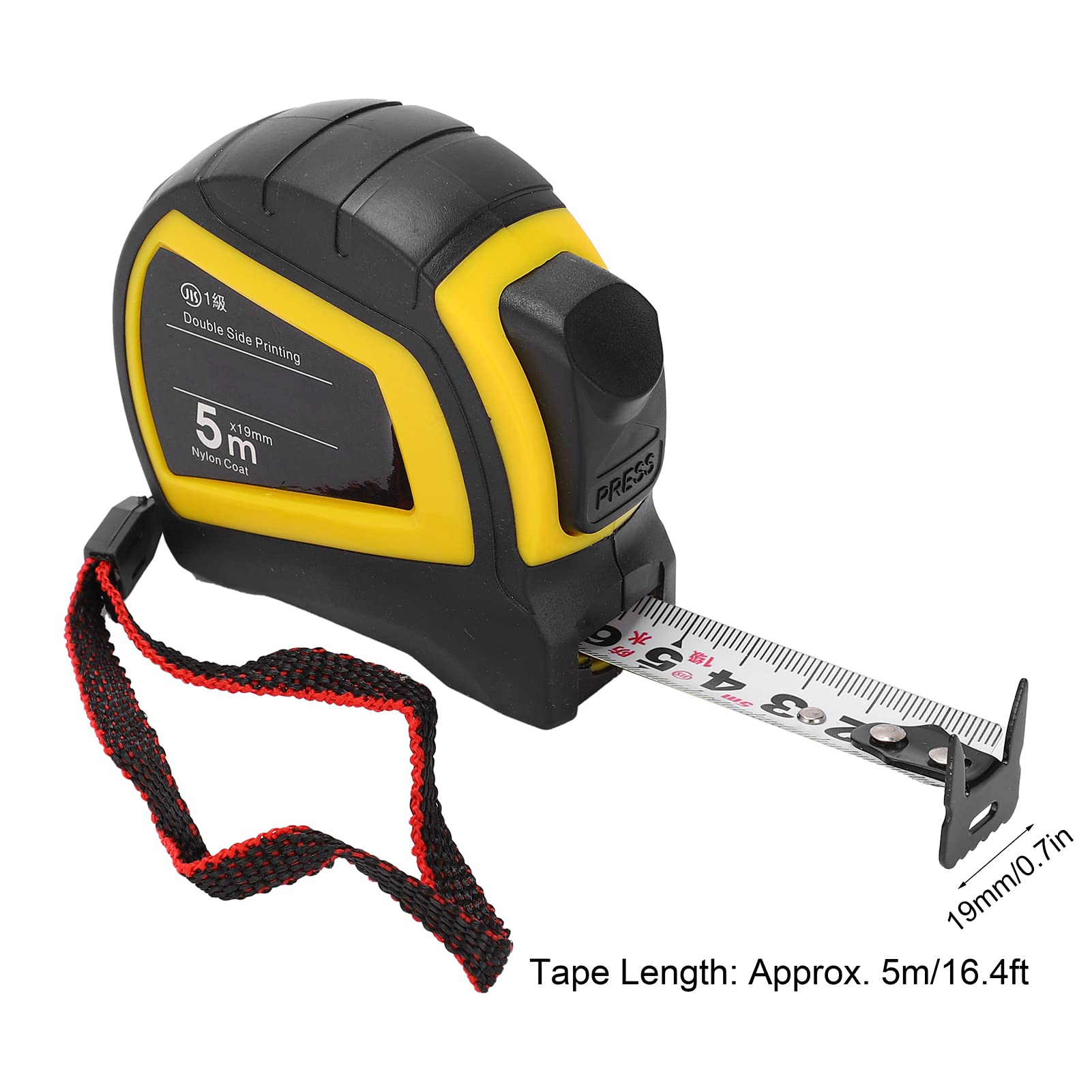 16.4ftx0.7in Steel Measure Tape, Retractable Dual Side Ruler with Metric System, Imperial System and Luban System, Auto Lock High Accuracy Heavy Duty Tape Measure Steel Blade Tape Measure