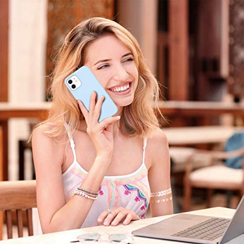 DOMAVER iPhone 12 Case, iPhone 12 Pro Case Liquid Silicone Soft Gel Rubber Microfiber Lining Cushion Protective Cover for iPhone 12/12 Pro 5G -6.1 Inch, Light Blue