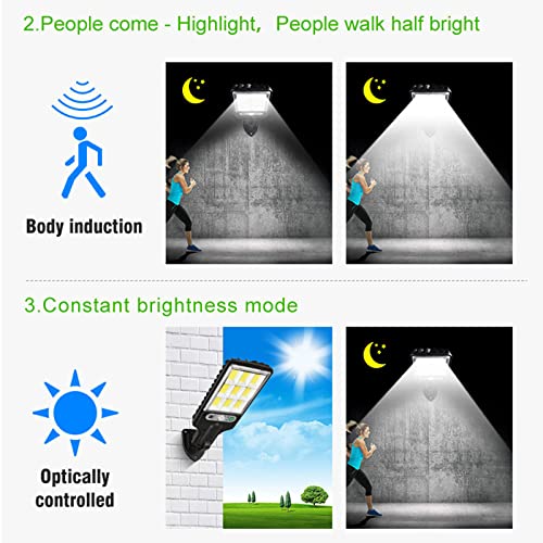 3 Modes IP65 Waterproof Durable Outdoor Solar Powered Street Lights Dusk to Dawning with Motion Sensor LED Floods Light for Yards, Farms,Parking Lot, Drive-Way (A)