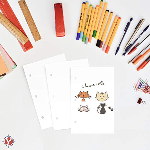 3 Hole Punch Half Letter Paper, Bright White Sheets, For 3 Ring Binders and Clipboards | 8.5 x 5.5 Inches | 24lb Bond, 60lb Text, 90 GSM | 250 Papers Per Pack