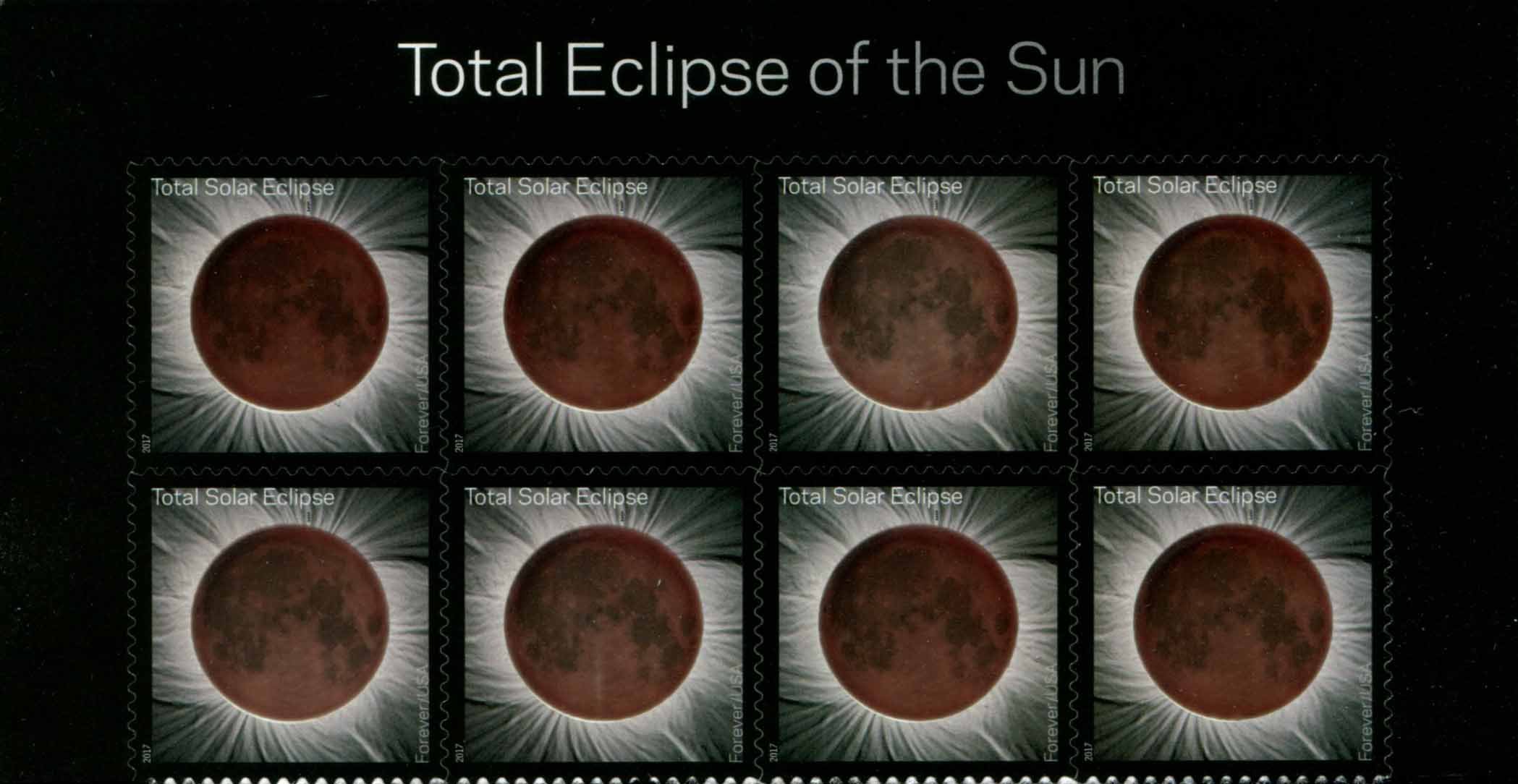 2017 Solar Eclipse Top Block of 8 US postage stamps