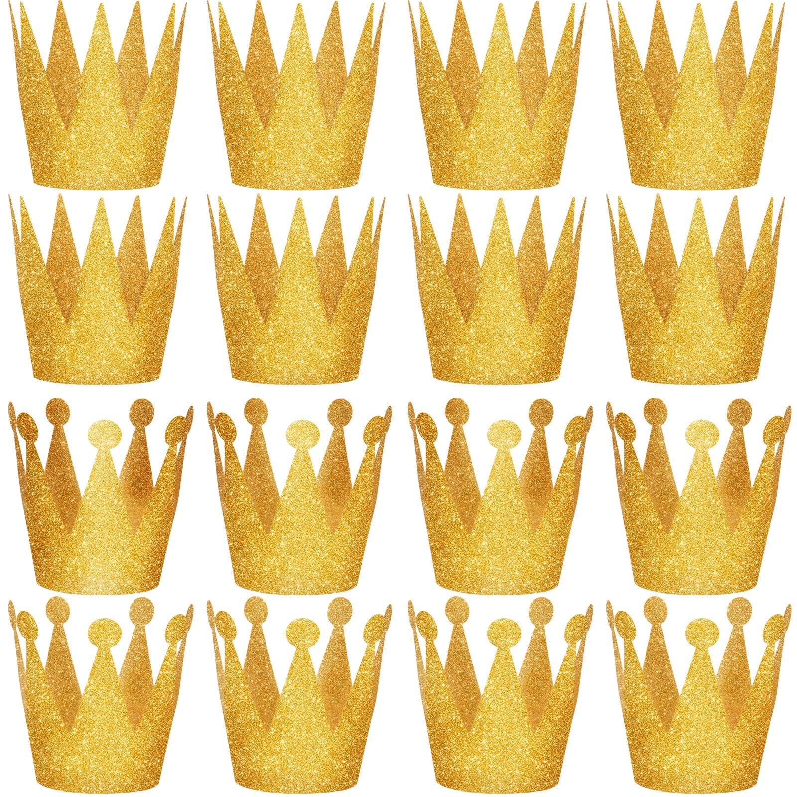 3 otters Gold Crown Hats, 18PCS Party Crown Hats Caps for Birthday Wedding Celebration