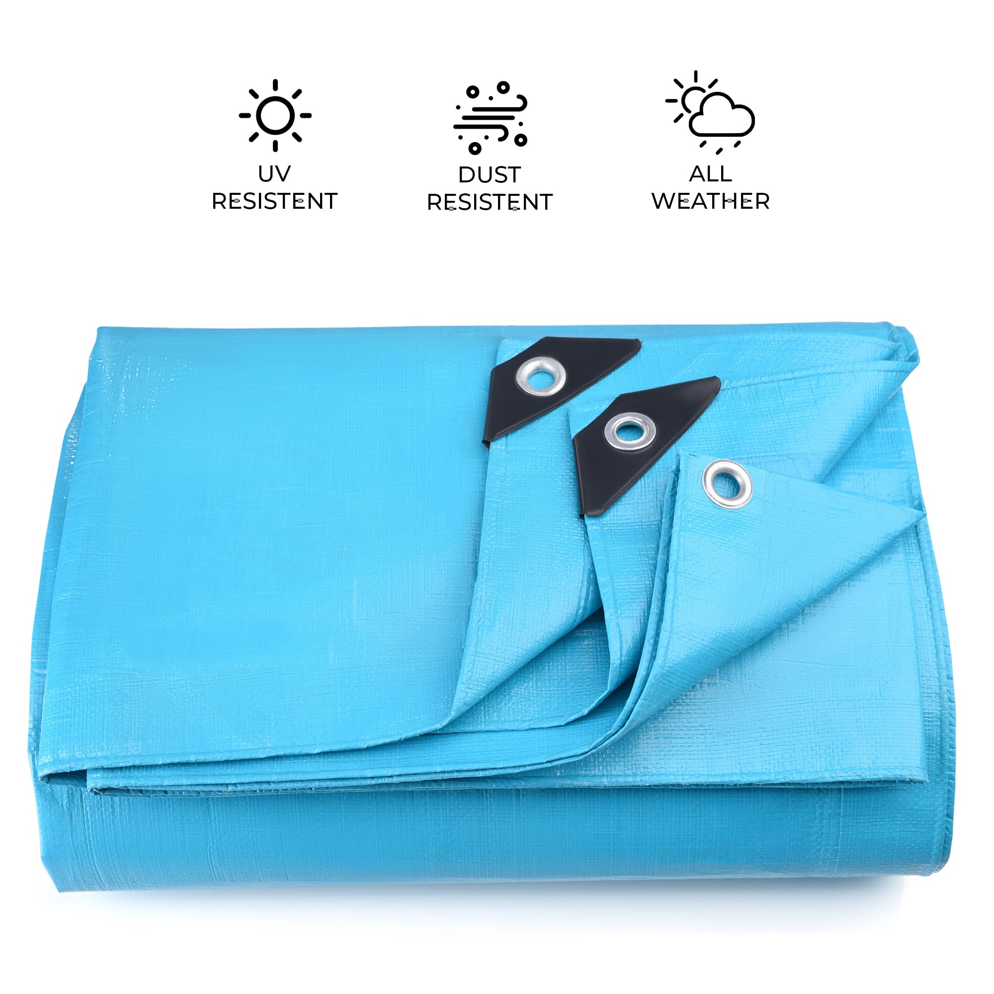 10x12 Heavy Duty Tarp Waterproof - 12 mil Thick Pool Tarp Cover - 10x12 Tarp UV Resistant, Rip & Tear Proof with Metal Grommets β Blue Tarp Multipurpose Use for Camping, Tent, Boat, RV, Car