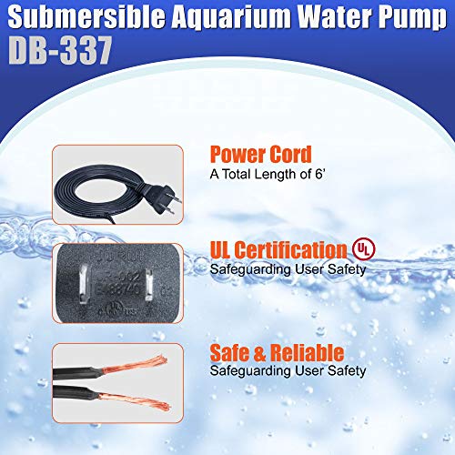 Aqua Dream 133 GPH Submersible Pump(500/H,6.5W) Ultra Quiet Adjustable Water Pump For Pond,Aquarium,Fish Tank,Fountain,Hydroponics,Statuary - 1 Pc