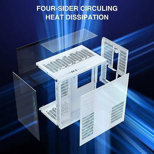 GIM ATX Gaming PC Case, 270° Full View Tempered Glass, 360MM RAD Support, Mid Tower Computer Case with Front Panel RGB Strip, USB 3.0 I/O Port & 2 Magnet Dust Filter, Fans are Not Included (White)