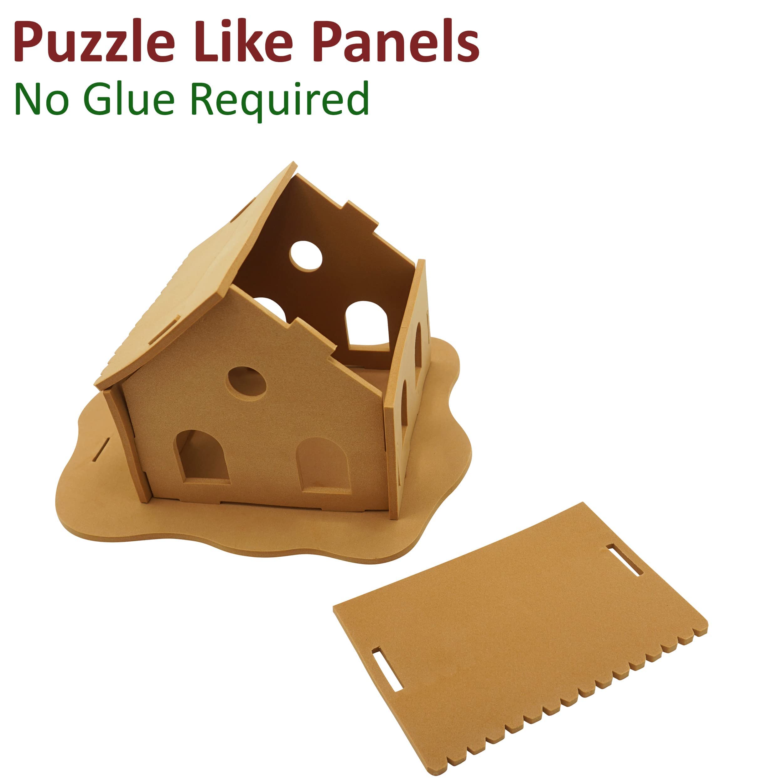 4E's Novelty Foam Gingerbread House Craft Kit (1 Pack) for Kids with Foam Stickers, Build & Decorate it Yourself DIY Christmas Crafts for Kids & Toddlers