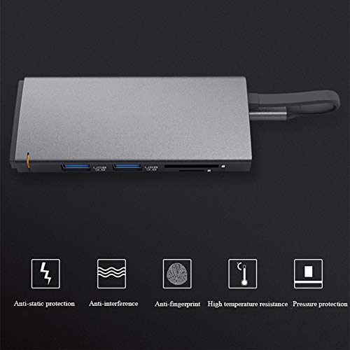 XUNMAIFHB Portable Docking Station,Type c hub 10-in-1 Docking Station HDMI+RJ45 Converter PD Charging, Gigabit Network, USB3.0 Transmission, HDMI4K HD, Card Reading Function Fast Transmission
