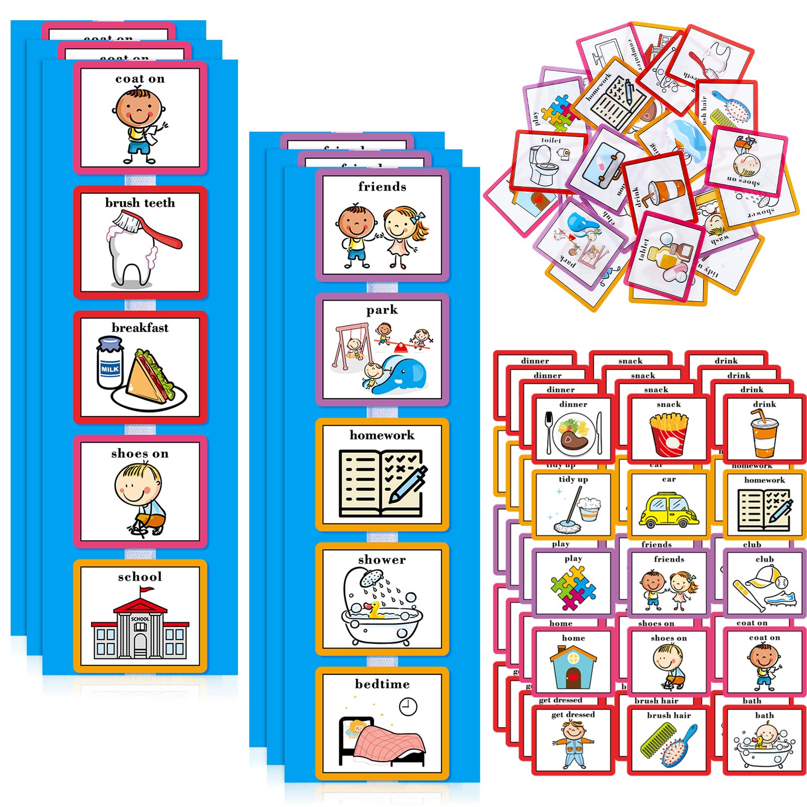 35 Pieces Visual Schedule Cards Routine Cards Home Chore Chart Routine Cards Autism Learning Materials with 35 Pieces Hook and Loop Dots for Kids, Classroom School (Yellow, Cute Style)