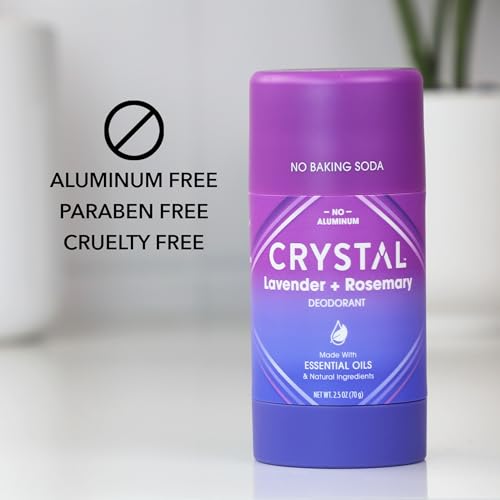 Crystal Magnesium Solid Stick Natural Deodorant, Non-Irritating Aluminum Free Deodorant for Men or Women, Safely and Effectively Fights Odor, Lavender + Rosemary, 2.5 oz
