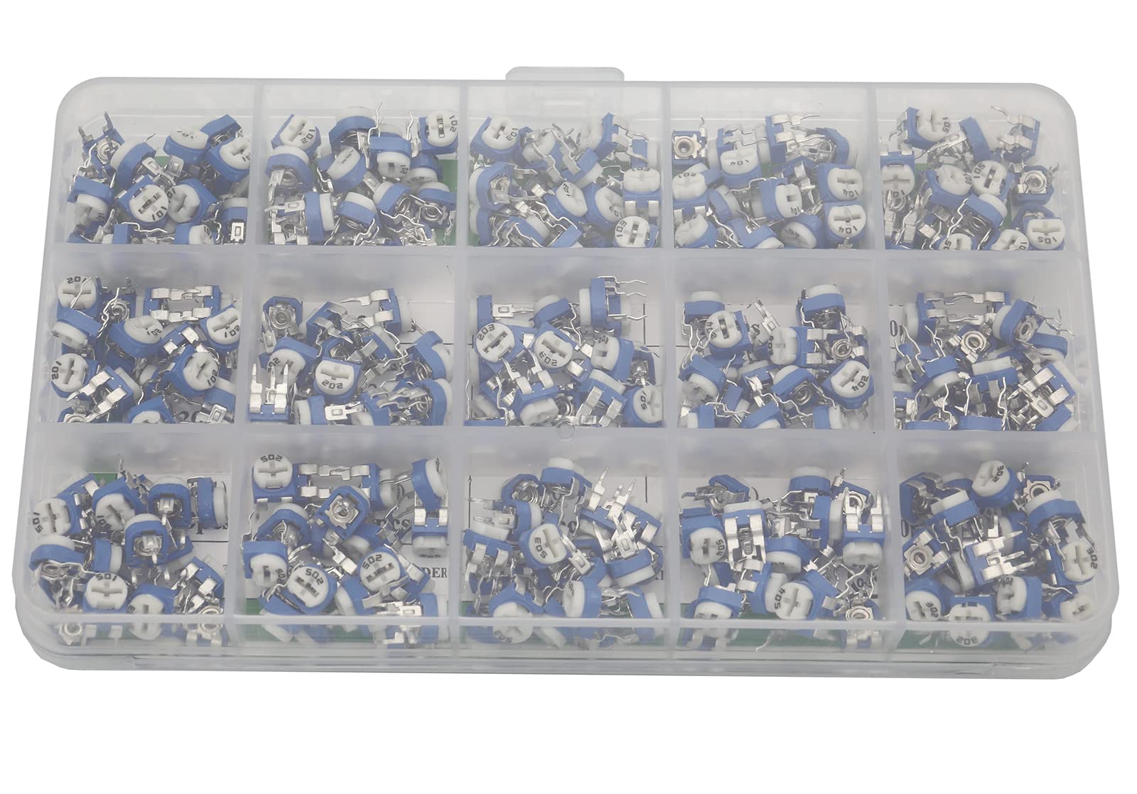 300Pcs 15 Value 100 ohm- 2M ohm Trimpot Variable Resistor 6mm Potentiometer Assortment Kit