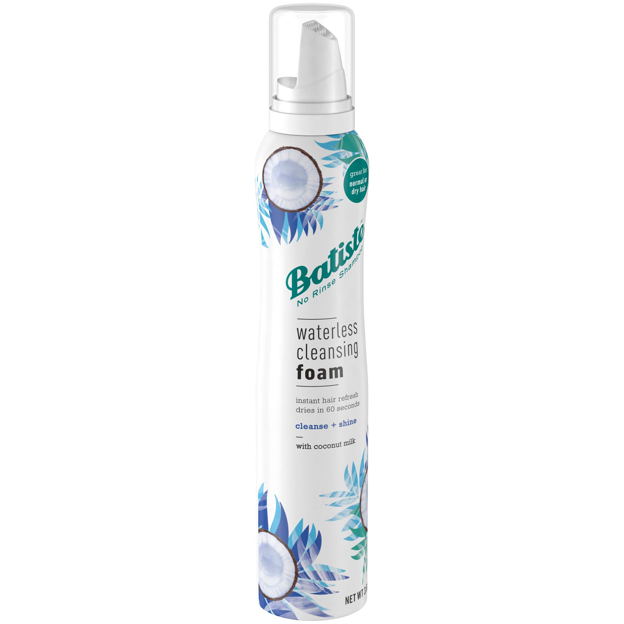 Batiste Waterless Cleansing Foam Cleanse + Shine with Coconut Milk, 3.6 OZ
