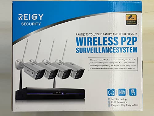 REIGY 3MP WiFi Security Camera System with Floodlight Without Hard Drive, 2K Outdoor Home Surveillance Set 8CH 5MP NVR + 4X 1296P IP Cam, 2-Way Audio Remote View Color Night Vision Motion Detection