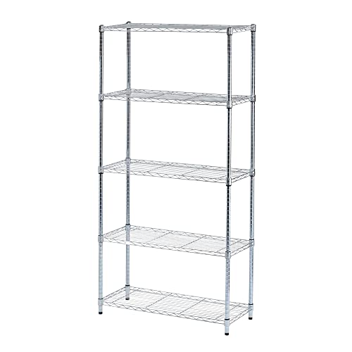 Alera ALESW853614SR Residential Wire Shelving Five-Shelf 36w x 14d x 72h Silver