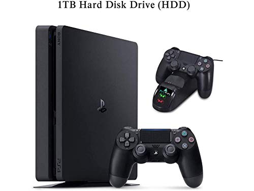 2020 Playstation 4 PS4 1TB Slim Gaming Console with AlleyFlex Sports Fast Charging Station Dock