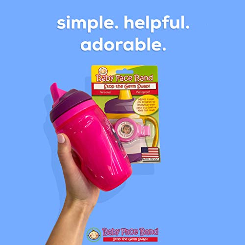 Personalized Baby Bottle and Sippy Cup Label for Daycare Personalized Band with Your Childs Picture Baby Face Band 2 Pack Blue Pink 2 PK
