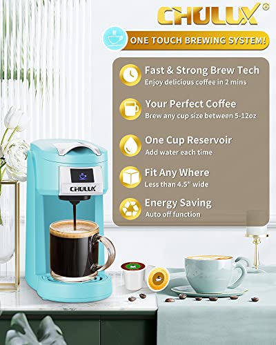CHULUX Upgrade Single Serve Coffee Maker for K CUP, Mini Coffee Maker Single Cup 5-12oz Coffee Brewer, 3 in 1 Coffee Machine for K Cups Pod Capsule Ground Coffee Tea, One Touch Fast Brewing in Minutes