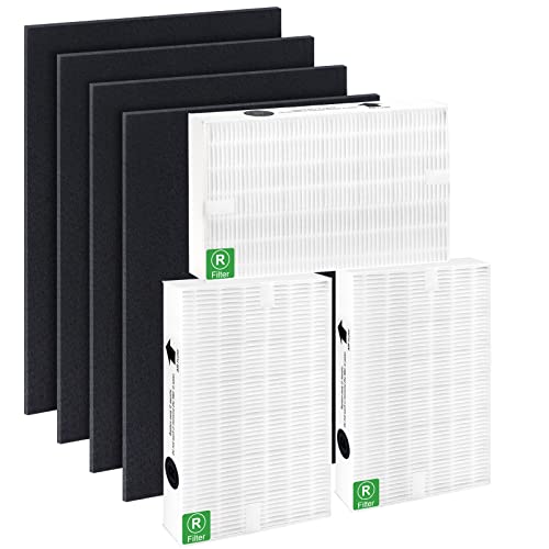 Air Purifier Filter Replacement for Honeywell, Filter R HEPA Filter and Filter A Carbon Pre-Filter Replacement for Honeywell HPA100 HPA200 HPA300 Series Air Purifier (3 HEPA Filters & 4 Pre-Filters)