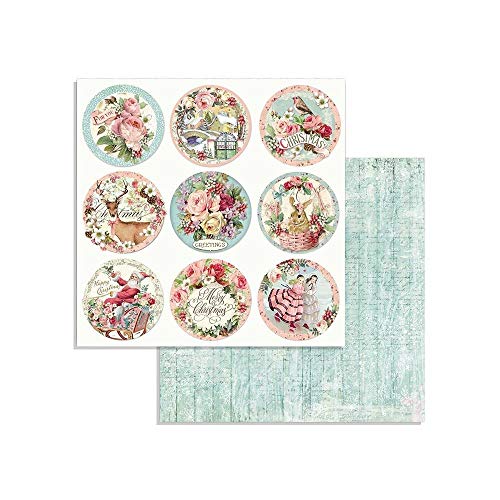 Stamperia Double Face Pink Christmas Scrapbook Paper Pad 8x8" Block 10 Sheets Double Sided Card Stock