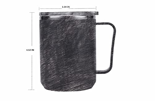16oz mug cup, with lid and handle to prevent spills or splashes, stainless steel liner, insulated double vacuum design, suitable for storing hot and cold coffee and drinks,navy blue.