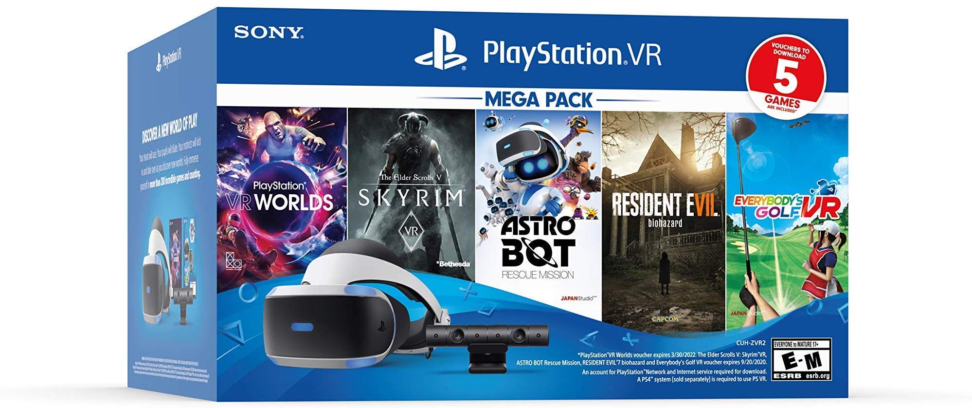 2019 Playstation 4 PS4 Slim 1TB Console + Playstation VR Headset + Camera + 8 Games Bundle (God of War; Greatness Awaits Astro Bot Rescue Mission; Everybody's Golf VR; Playstation VR Worlds etc) (Renewed)