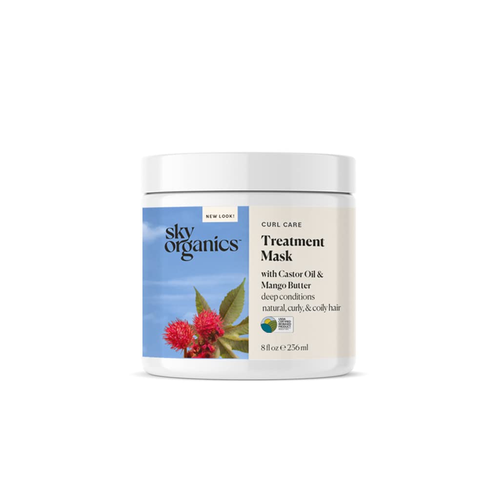 Sky Organics Curl Care Bio-Based Treatment Mask for Hair USDA Certified Bio-Based to Repair, Strengthen & Soften Curls, 8 fl. Oz